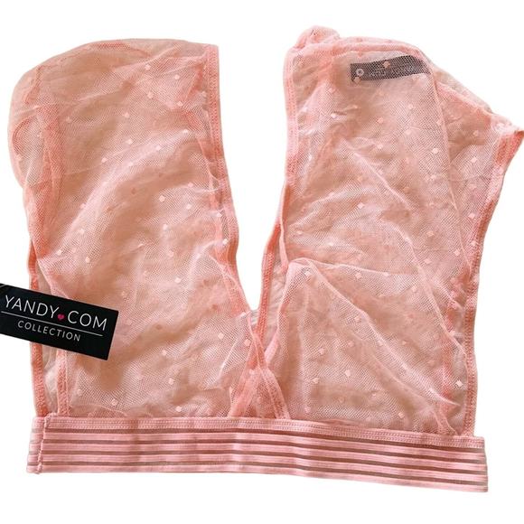 Yandy | Intimates & Sleepwear | 525 Yandy Pink Polka Dot Sheer Mesh Bra ...